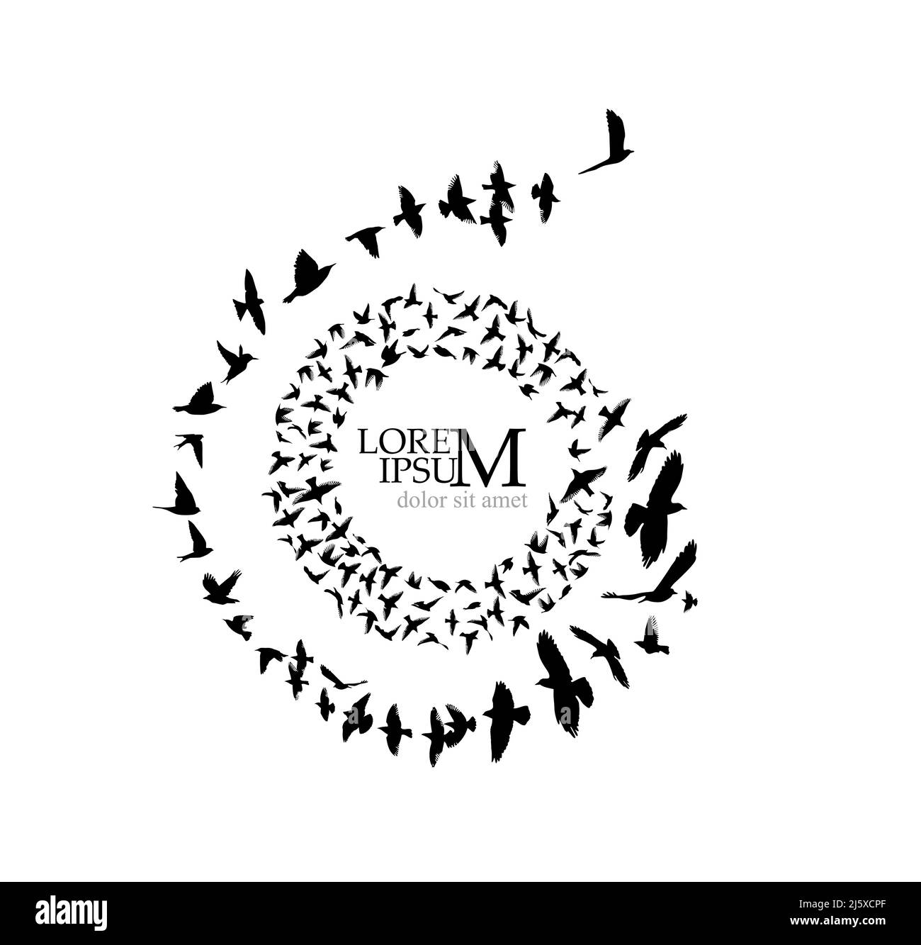 Round frame of flying birds. Vector illustration Stock Vector Image ...