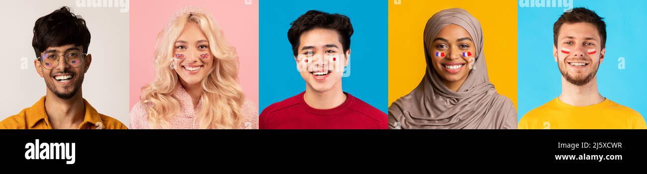 Students from different countries showing patriotism, collection of ...