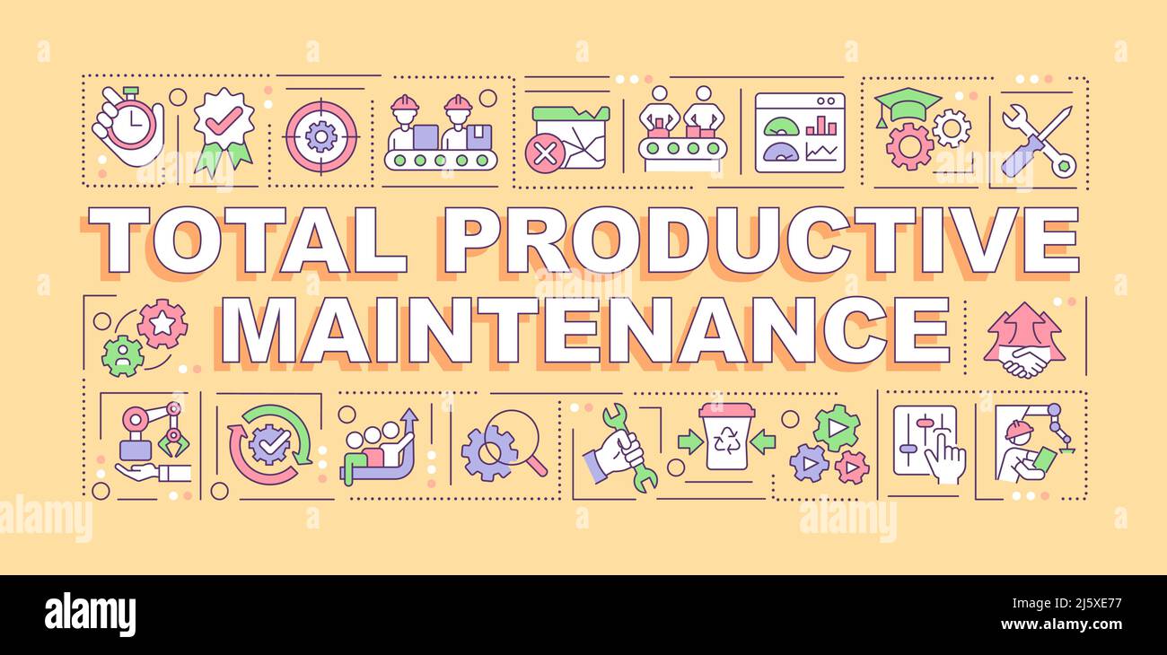 Total productive maintenance word concepts orange banner Stock Vector ...