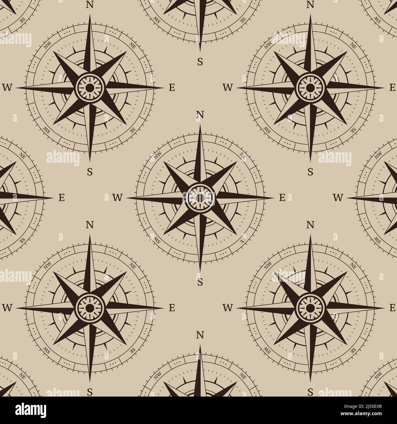 Navigation compass seamless pattern background vector illustration ...