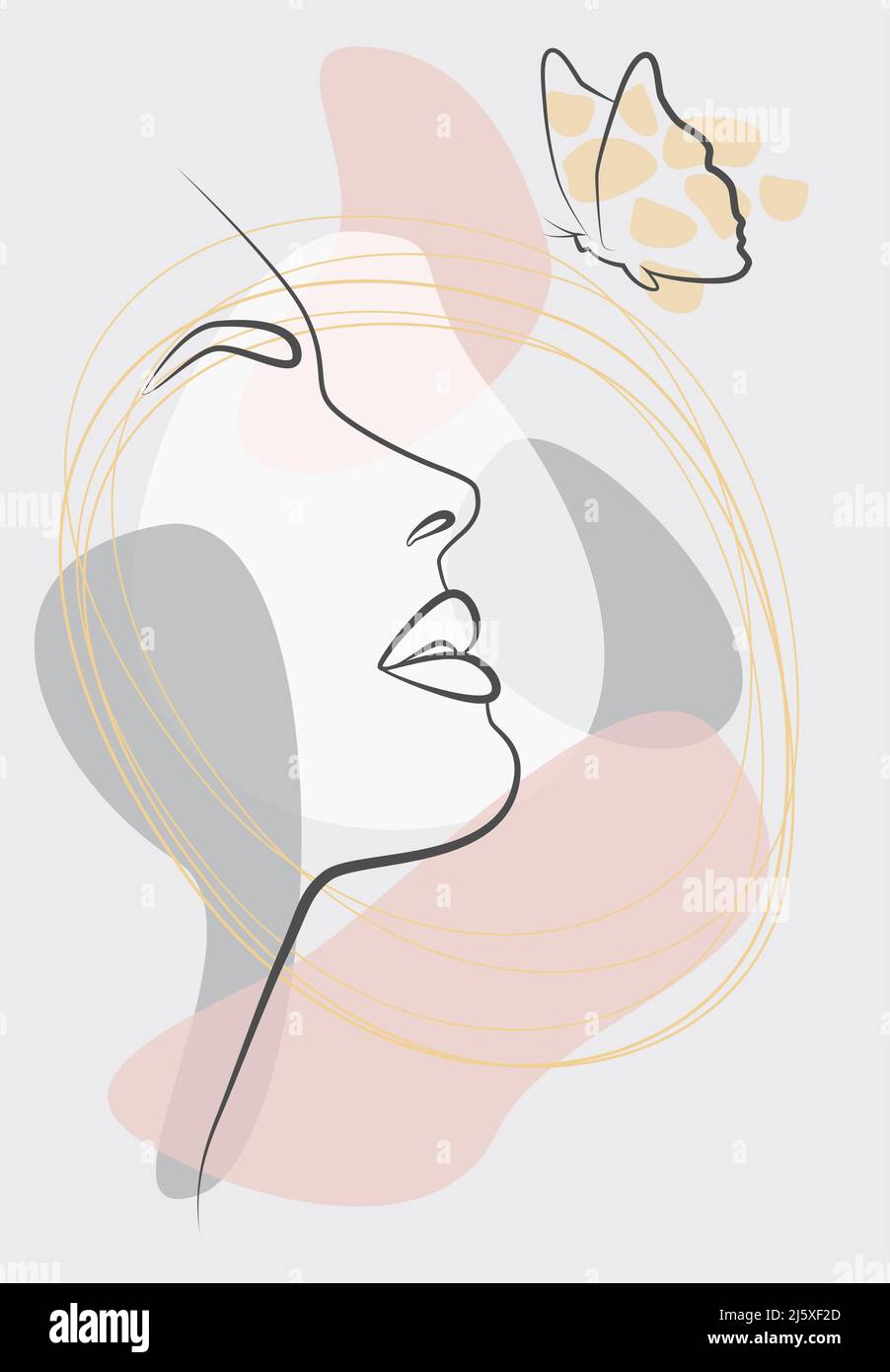 Drawing in the style of a single line. Portrait Stock Vector Image ...