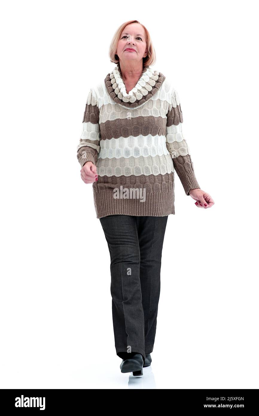 in full growth. attractive adult woman striding forward Stock Photo - Alamy