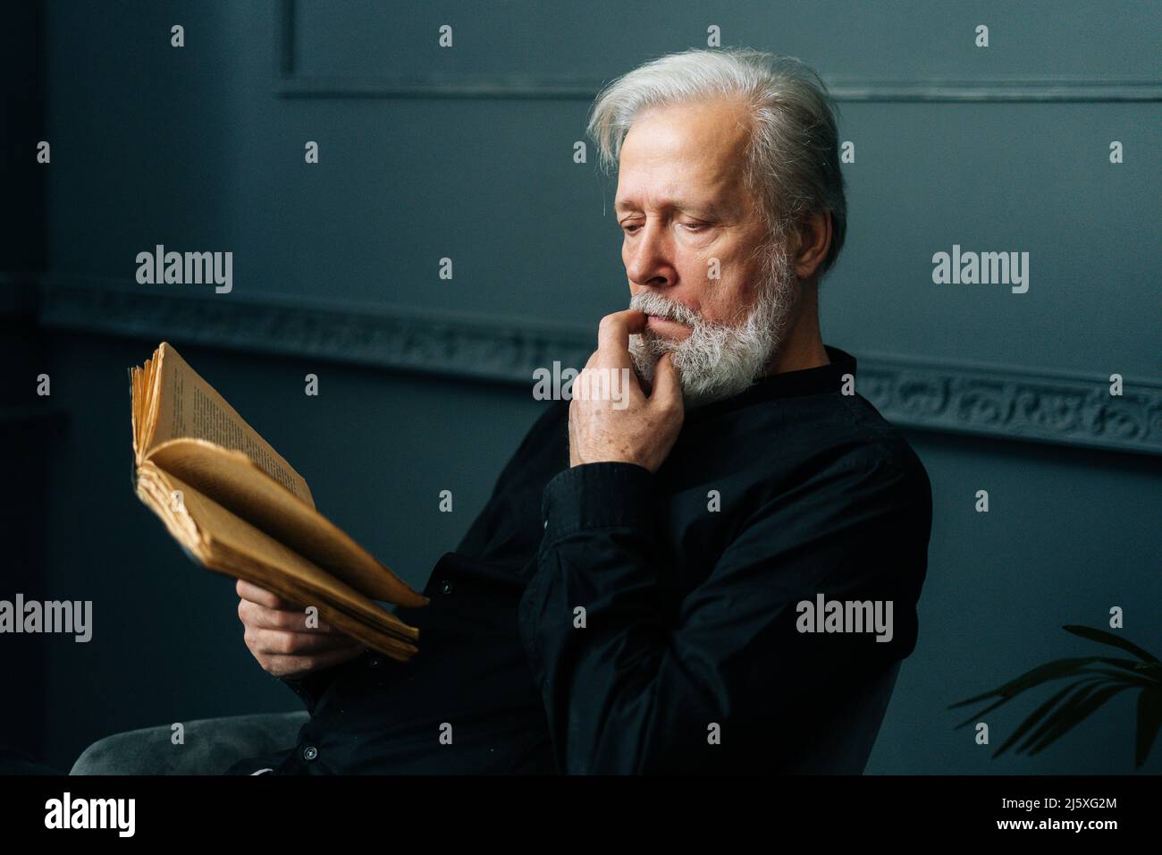 Man reading chair home library book hi-res stock photography and images ...