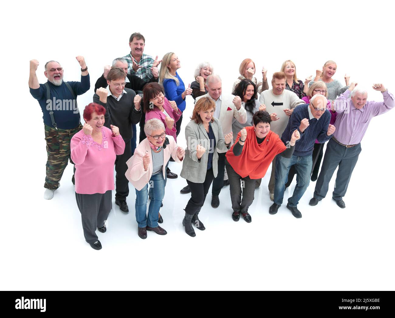 group of diverse people of retirement age standing together Stock Photo ...