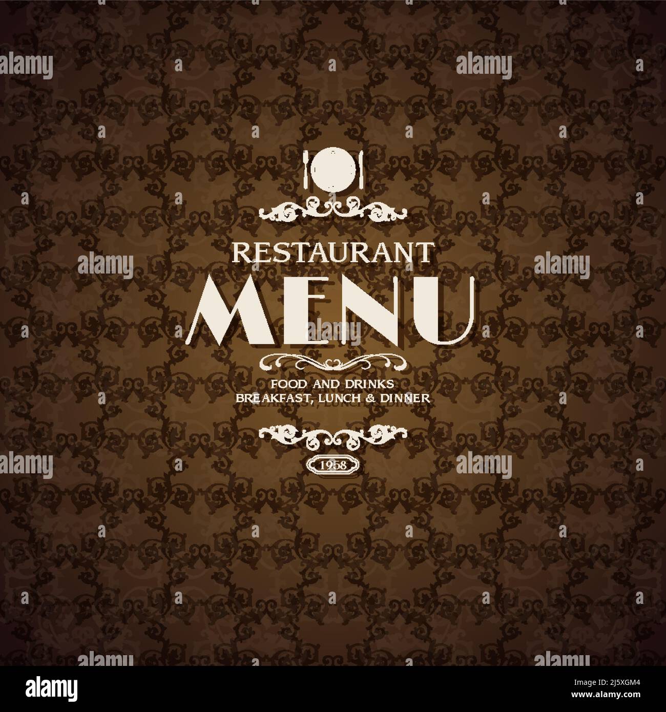 Restaurant cafe menu cover template with cooking elements vector ...