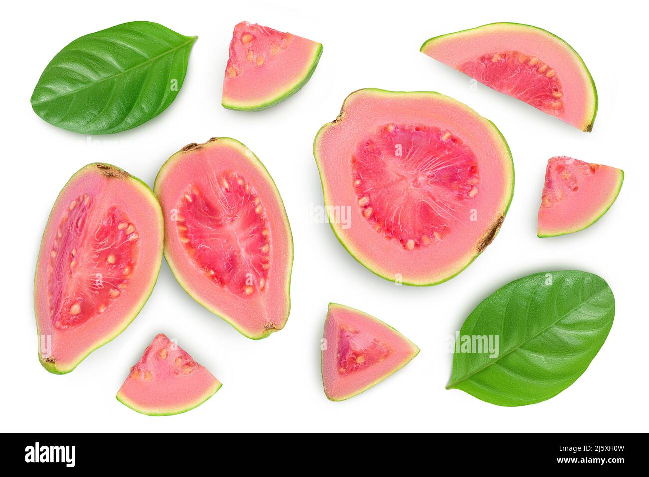 Guava fruit slices isolated on white background with clipping path and ...
