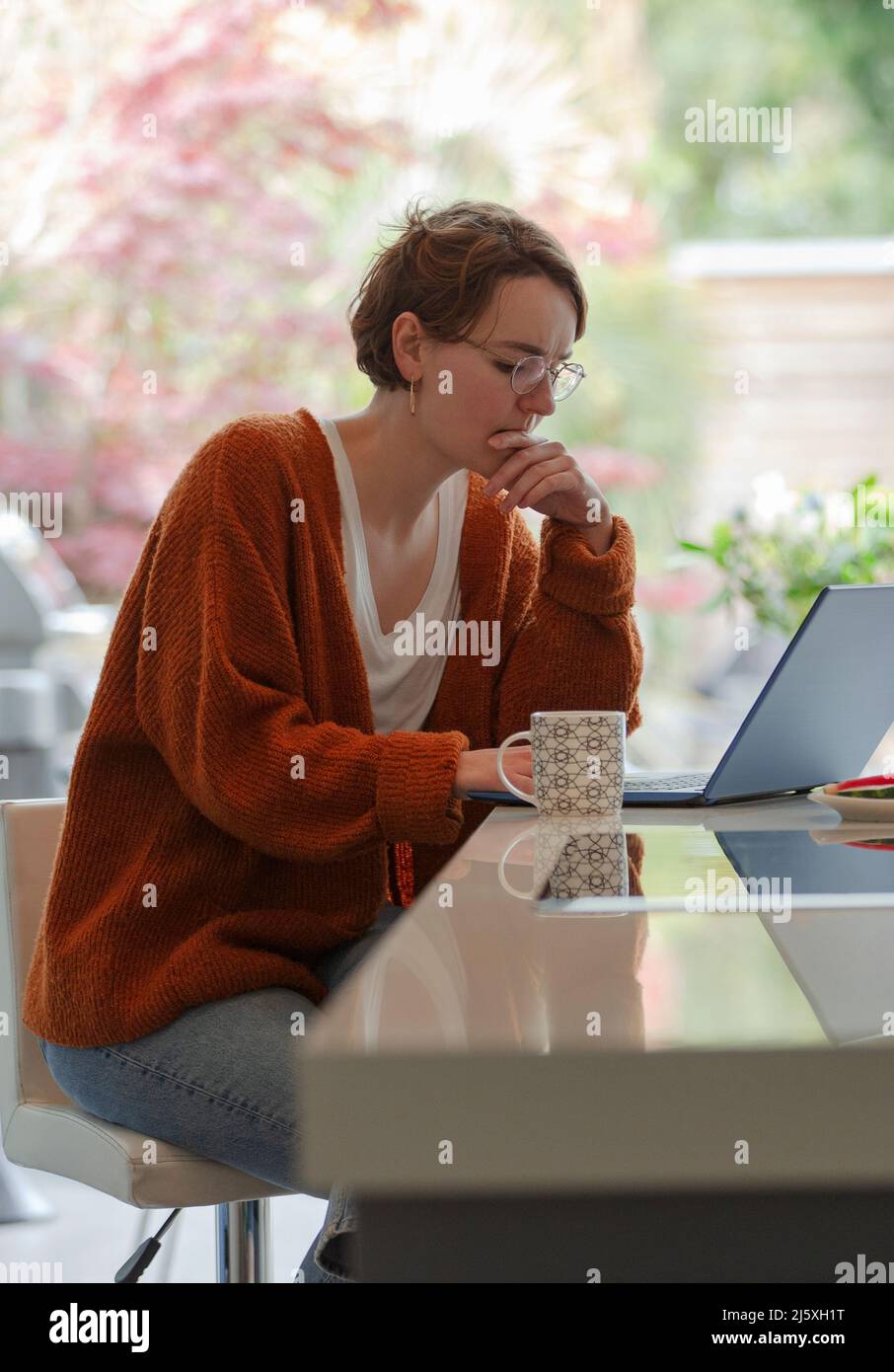 Woman working focused on laptop hi-res stock photography and images - Alamy