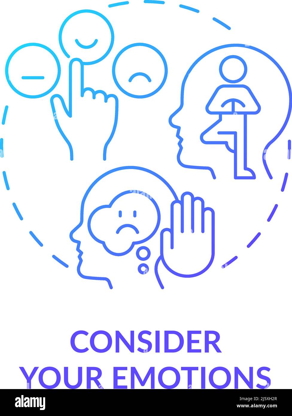 Consider your emotions blue gradient concept icon Stock Vector Image ...