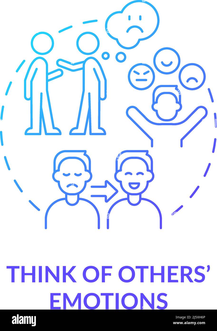 Think of others emotions blue gradient concept icon Stock Vector Image ...