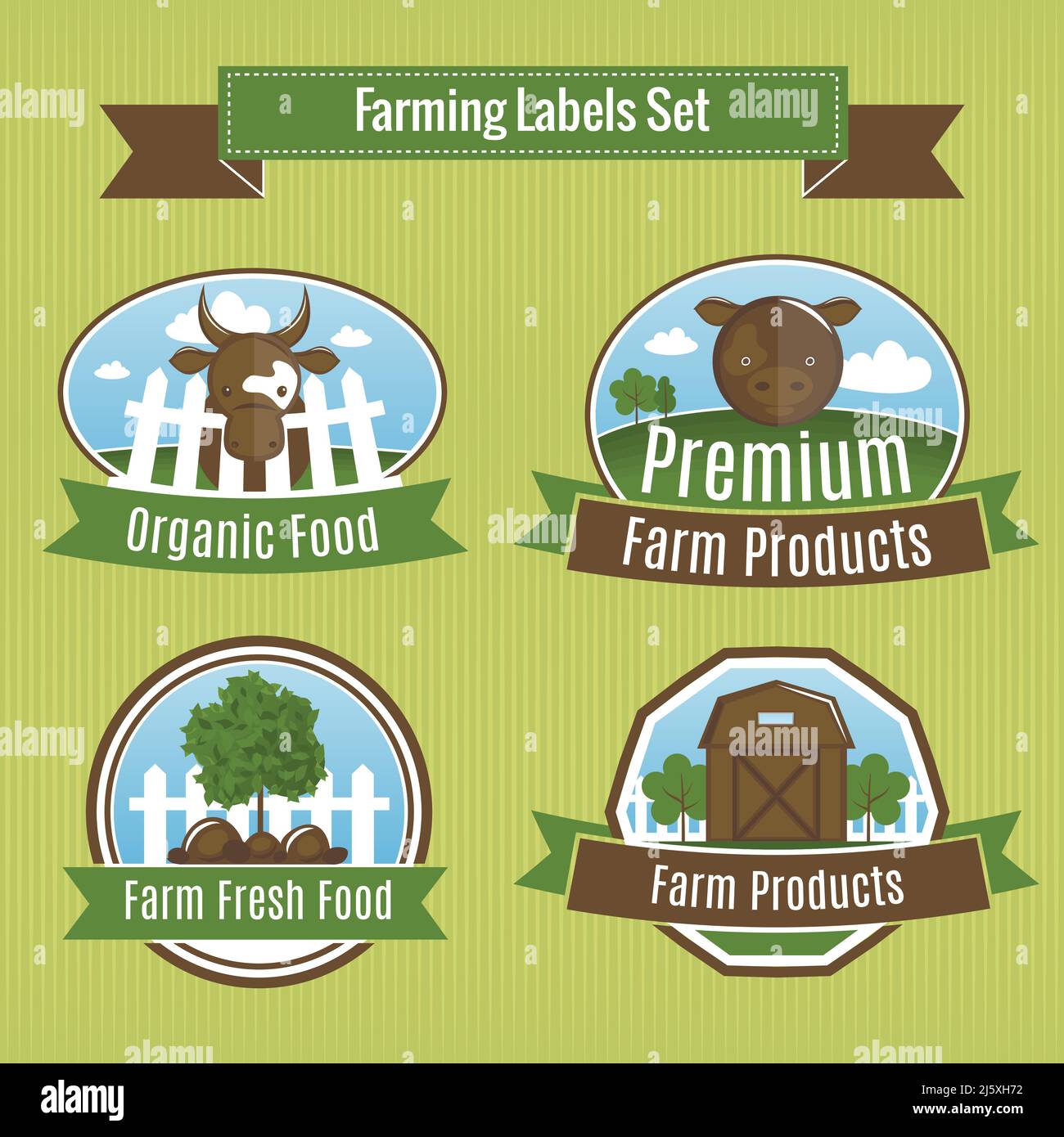 Farming harvesting and agriculture badges or labels set vector ...