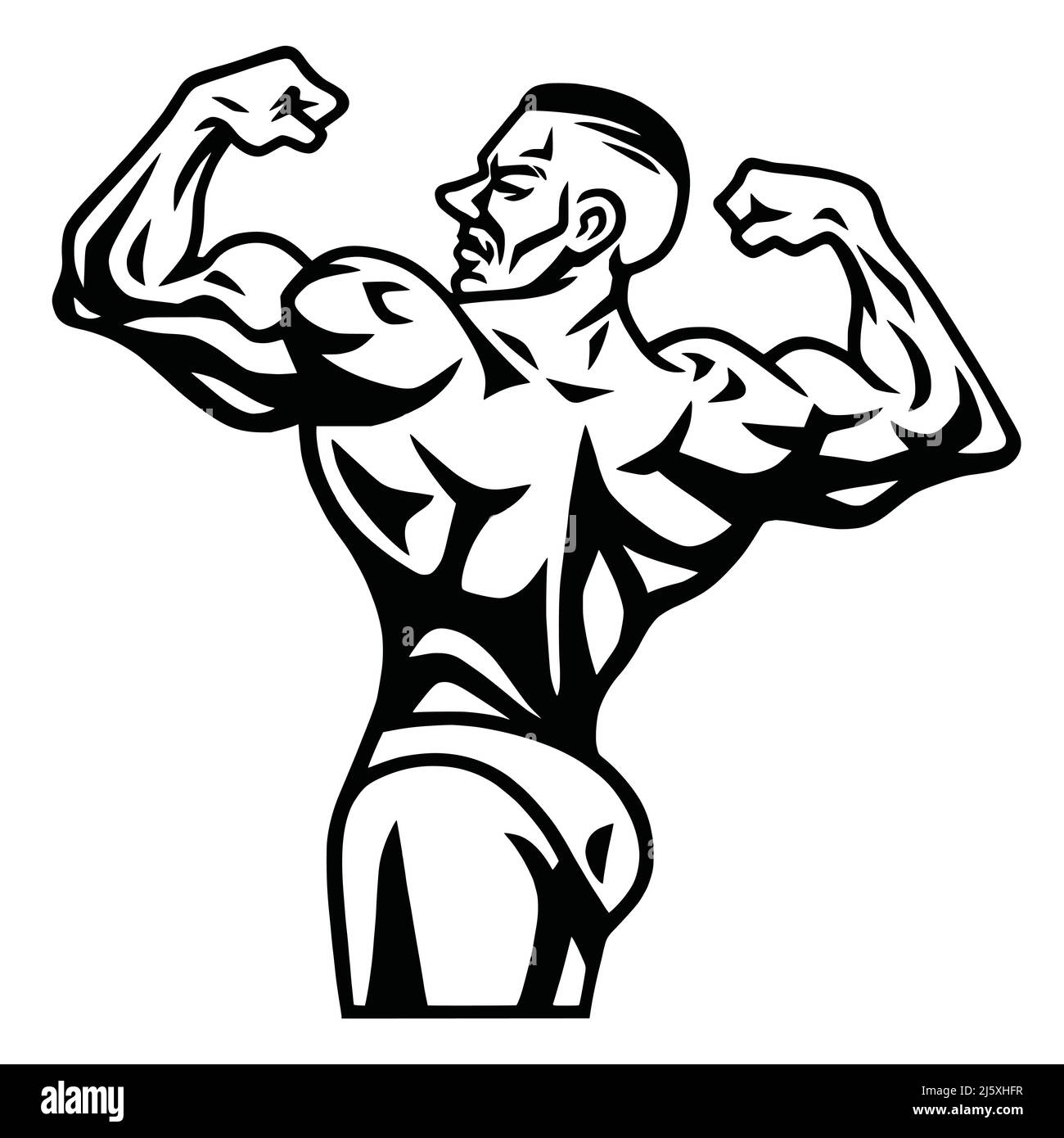 Muscle Man Flexing Body Gym Logo Bodybuilder Muscly Strong Man Pose ...