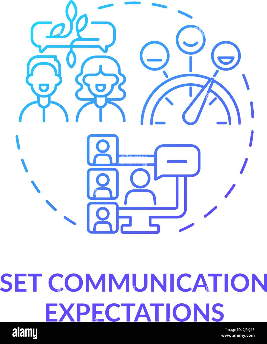 Set communication expectations blue gradient concept icon Stock Vector ...