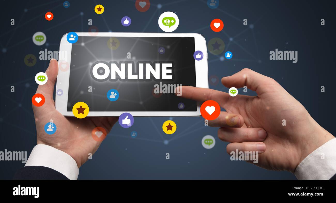 Close-up of a touchscreen, social media concept Stock Photo - Alamy