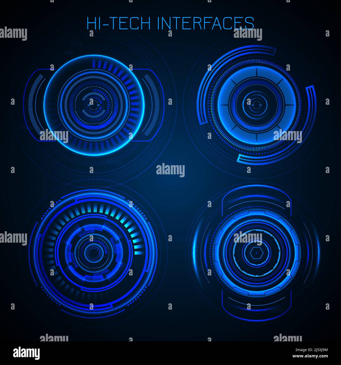 Futuristic HUD interface hi-tech dashboard digital circular elements vector illustration Stock ...
