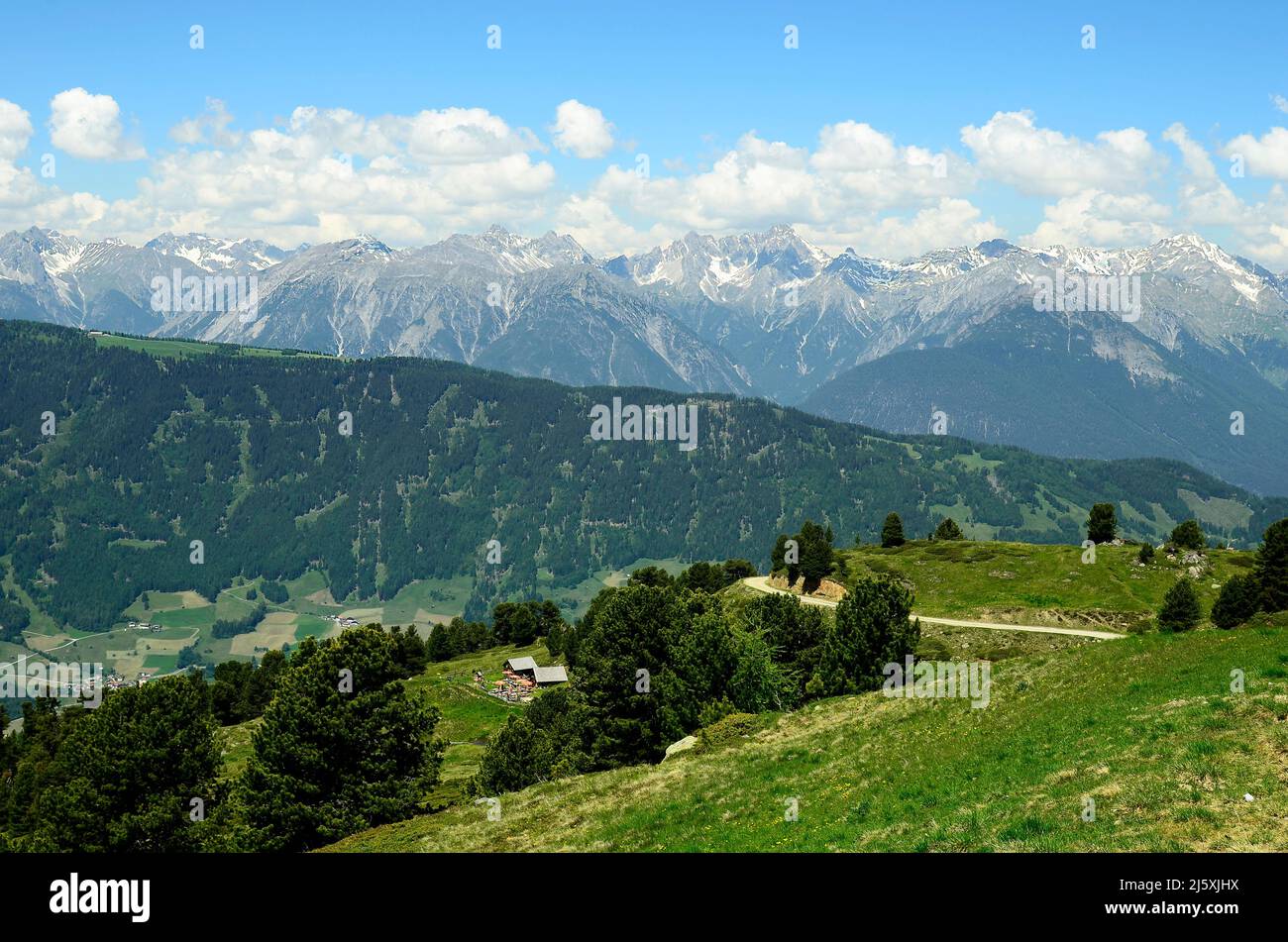 Austria, Tirol, hiking area Hochzeiger mountain in Austrian Alps with ...