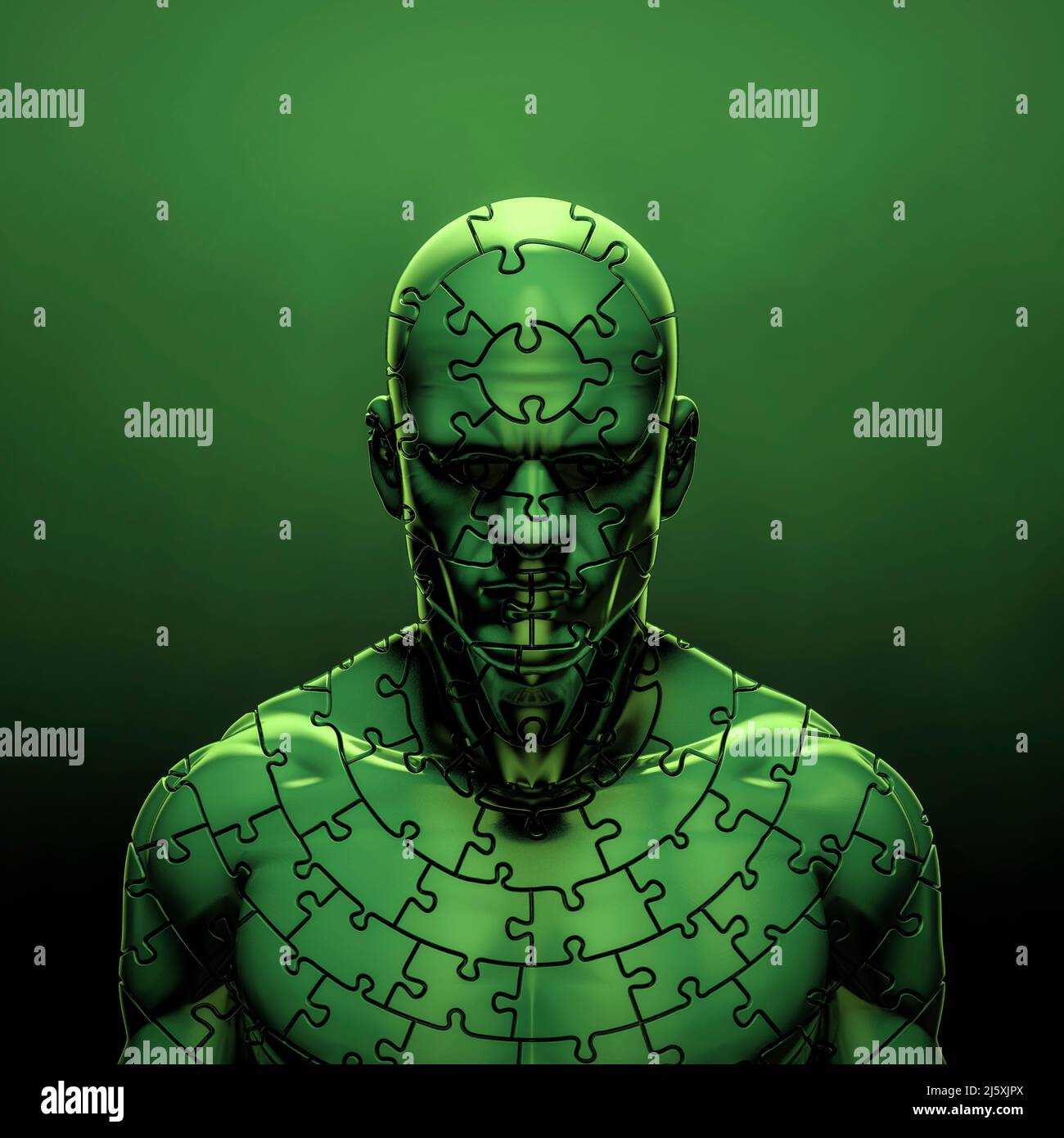 Human puzzle - 3D illustration of dark mysterious male figure made of ...