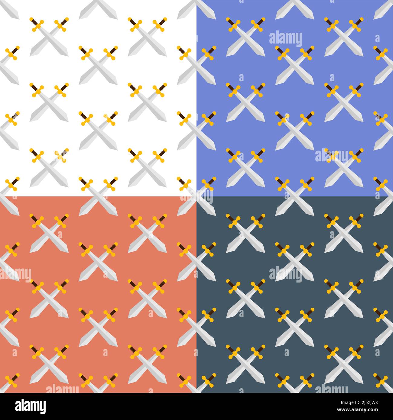set of seamless patterns with of crossed knight swords. Tournament ...