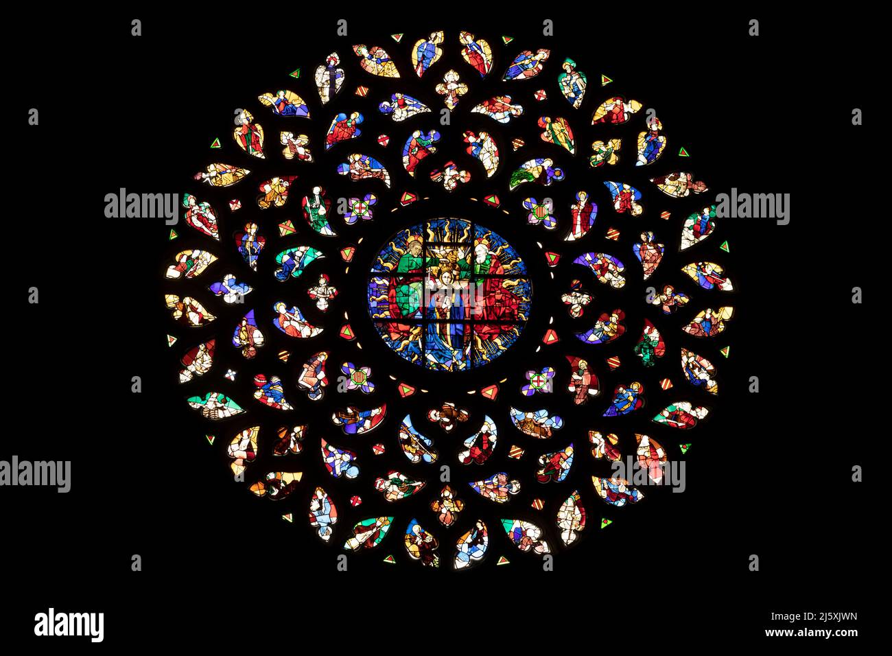 Barcelona, Spain - Jan 08, 2022: Colorful stained glass windows seen ...