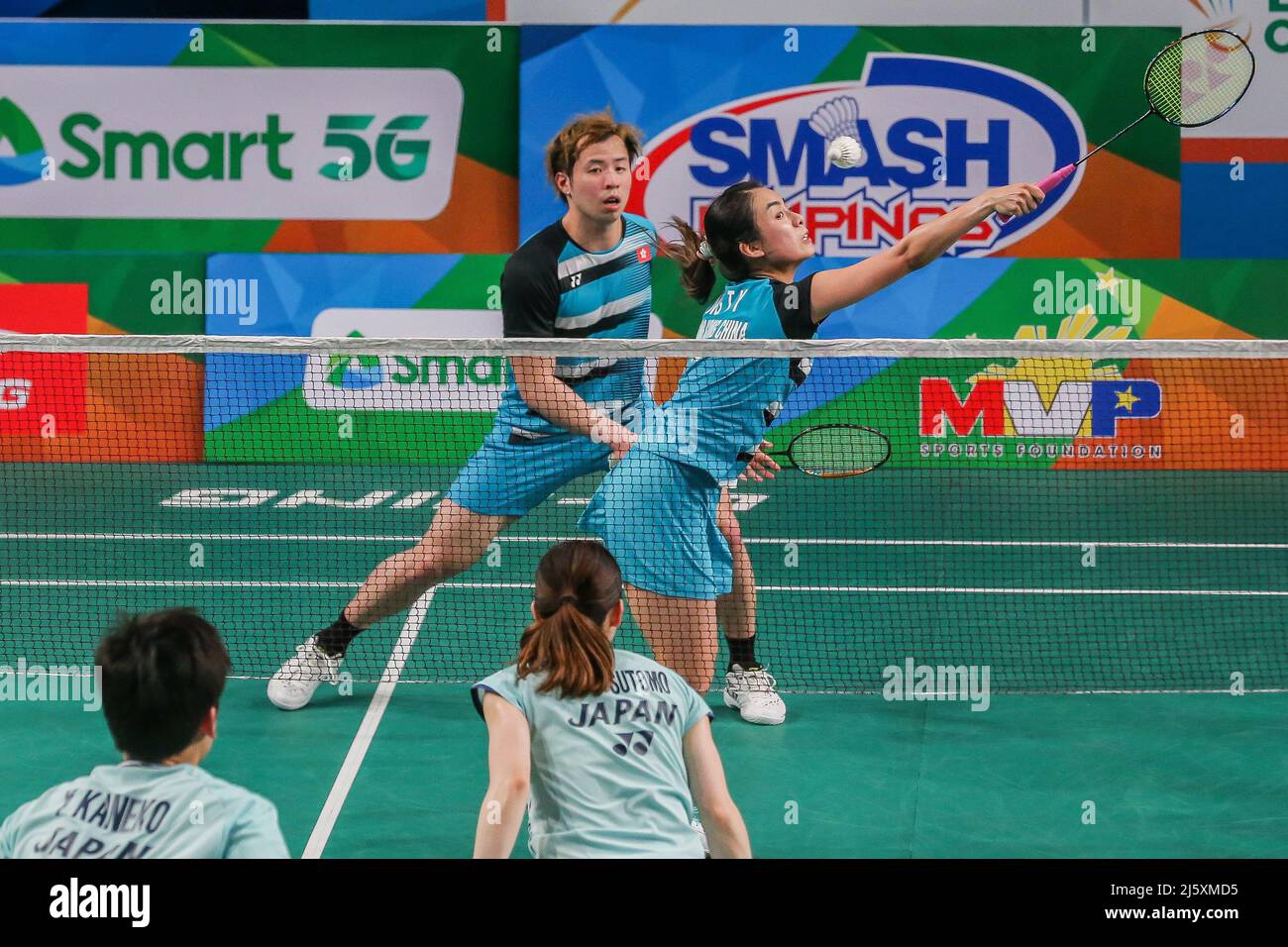 Manila, Philippines. 26th Apr, 2022. Lee Chun Hei Reginald (L) and Ng ...