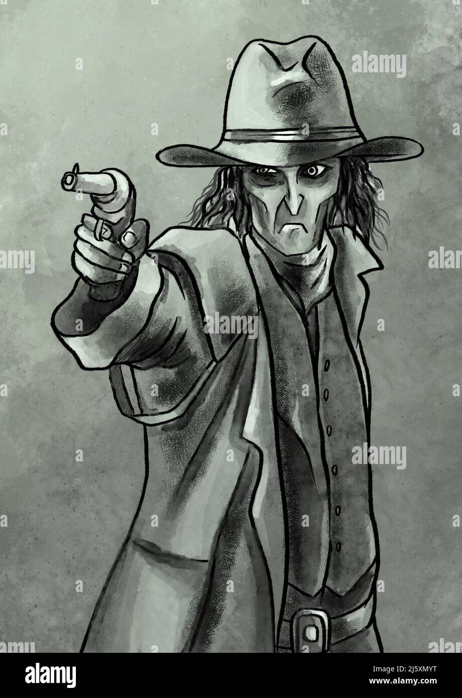 cowboy with gun illustration Stock Photo - Alamy