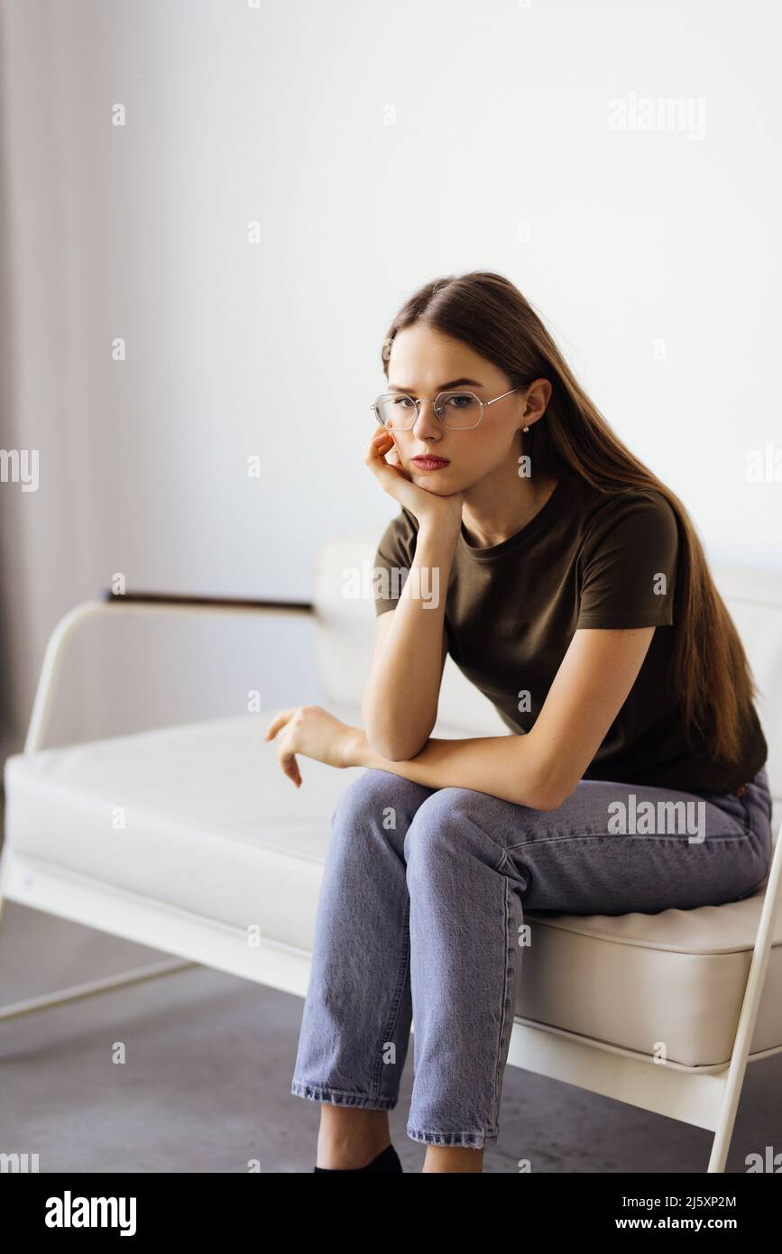 Frustrated confused female feels unhappy problem in personal life Stock ...