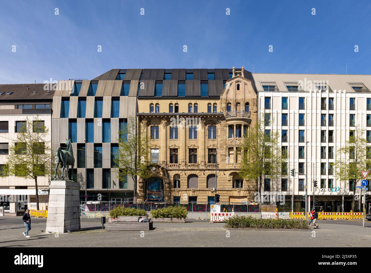 Modern and historical buildings side by side in Aachen, Germany Stock ...