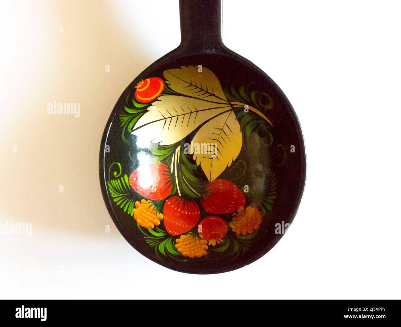 Vintage Khokhloma Russian USSR Hand-painted Wooden Spoon Stock Photo ...