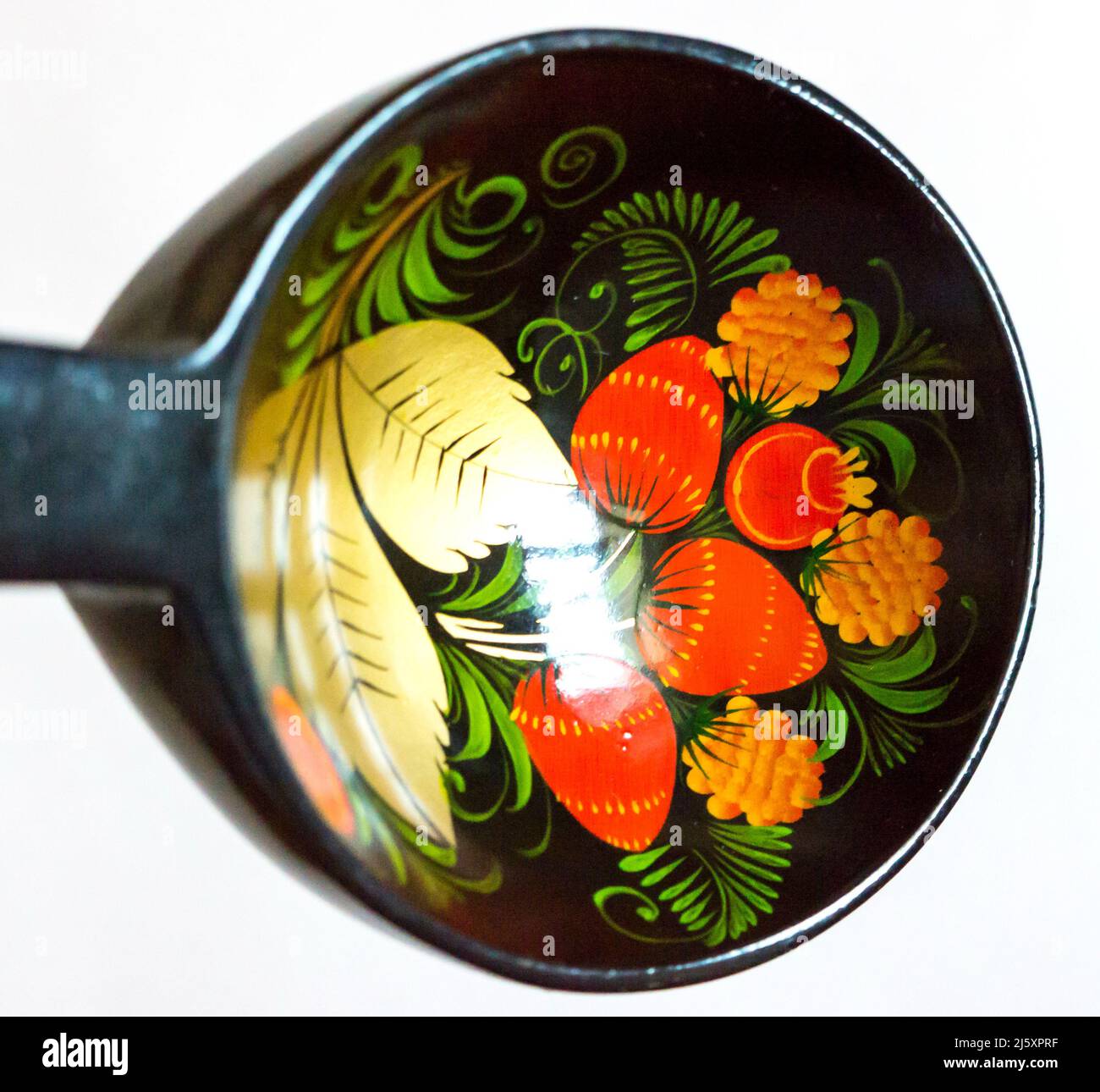 Vintage Khokhloma Russian USSR Hand-painted Wooden Spoon Stock Photo ...