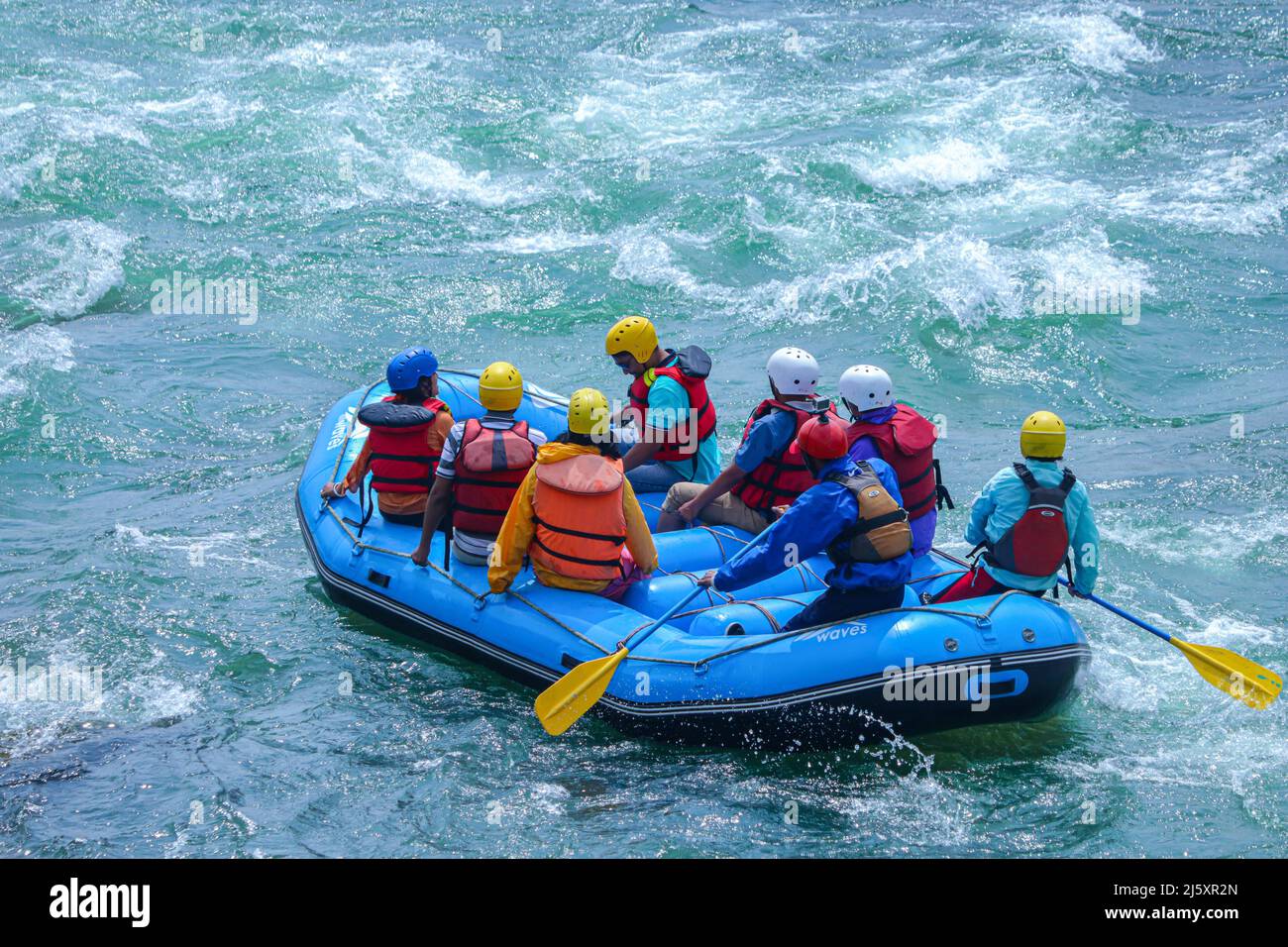 Indian tourists are seen rafting in a Lidder river in Pahalgam a famous ...