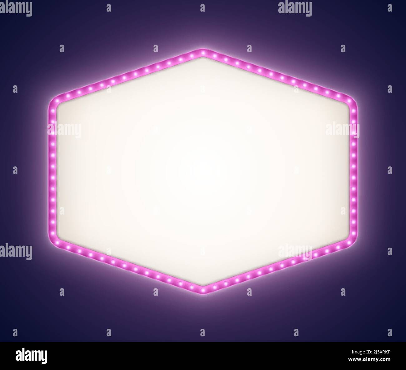 Purple retro lightbox with white light bulbs, vintage theater signboard ...