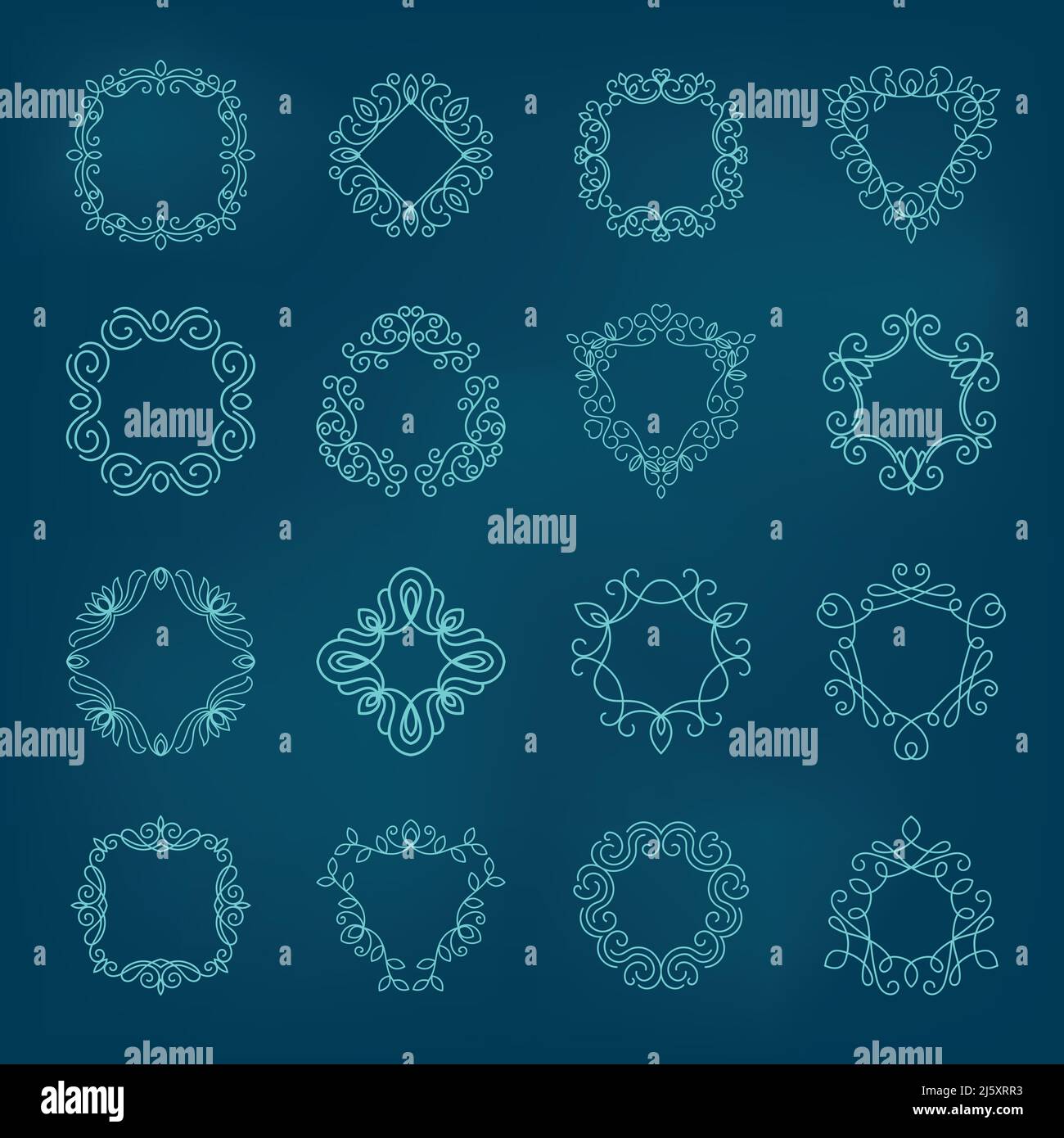 Simple classic elegant swirl outline monogram set isolated vector ...