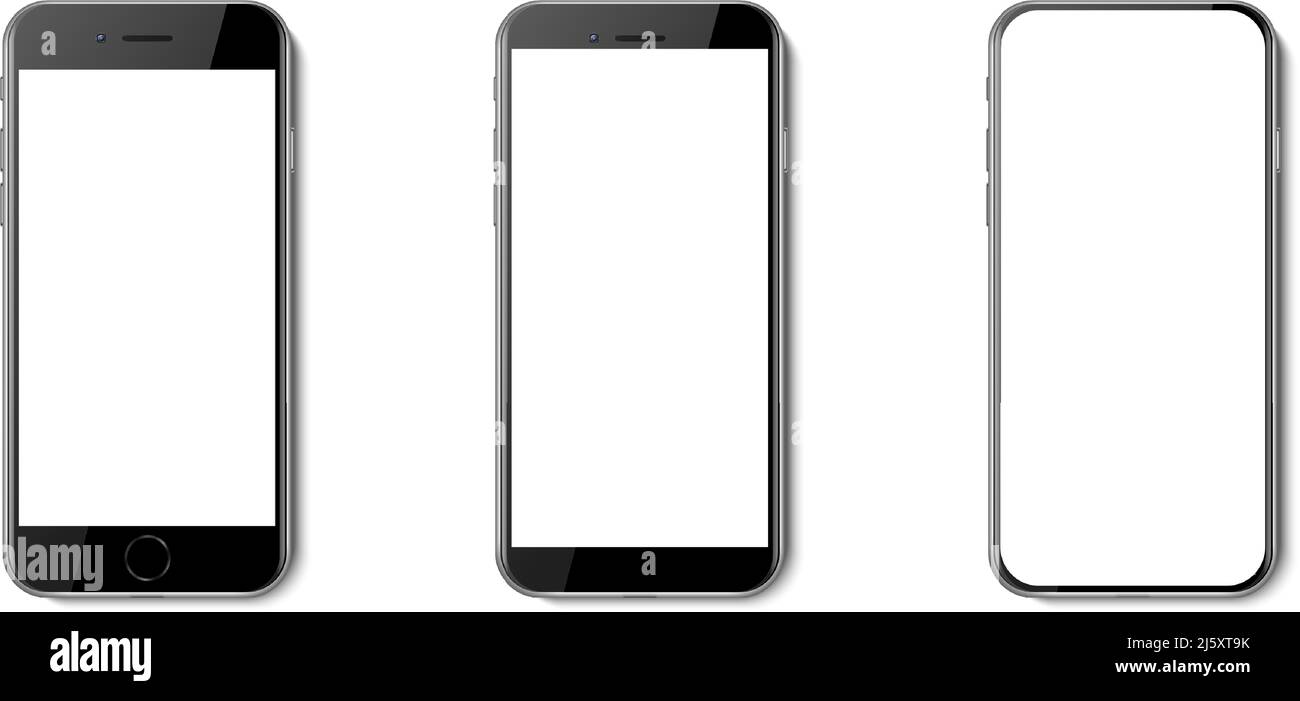 3d realistic vector icon set. Smartphone with different sizes of touch ...