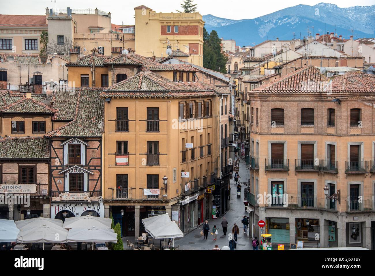 A somewhat busy street in Segovia, Spain Stock Photo - Alamy