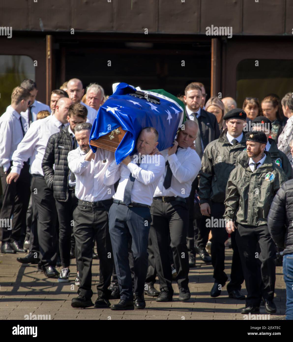 Coffin of IRSP and INLA member Eddie McGarrigle is carried from St Mary ...