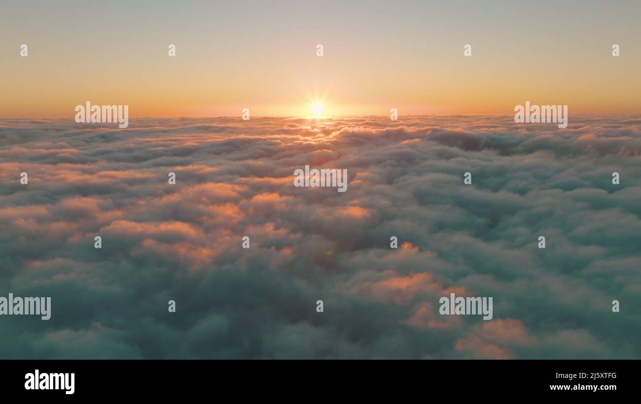 clouds in the morning light. Aerial view of cumulus clouds. 4k. UHD ...