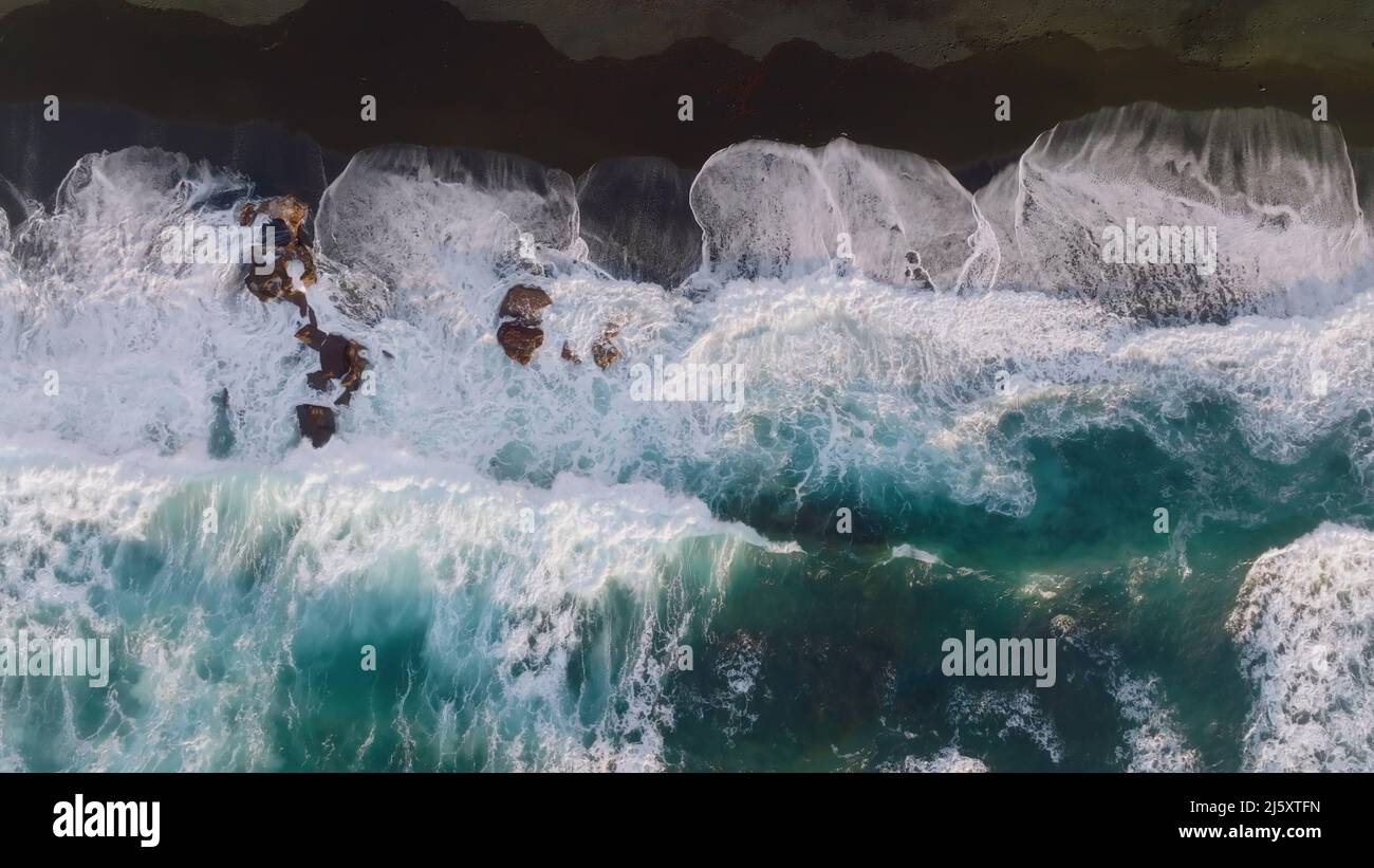 Top view of the Atlantic ocean. Drone video of the ocean surface Stock ...