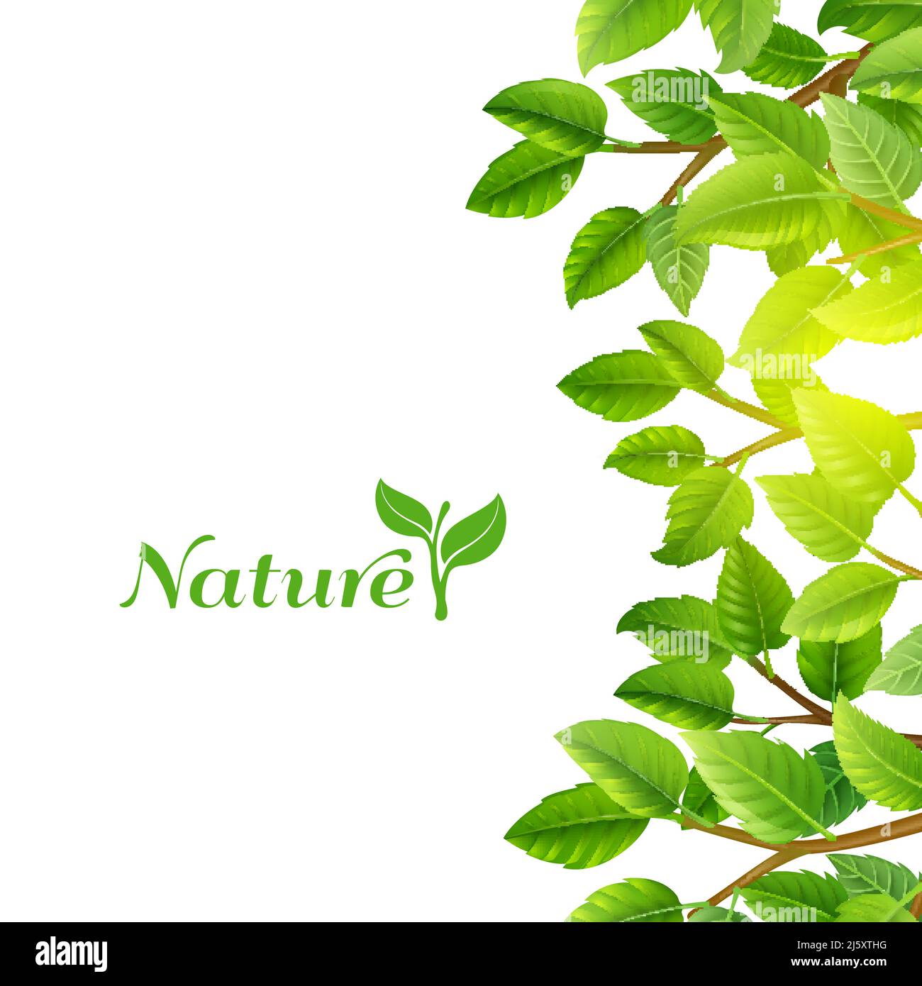 Nature eco planet clean energy sources green leaves trees branches ...