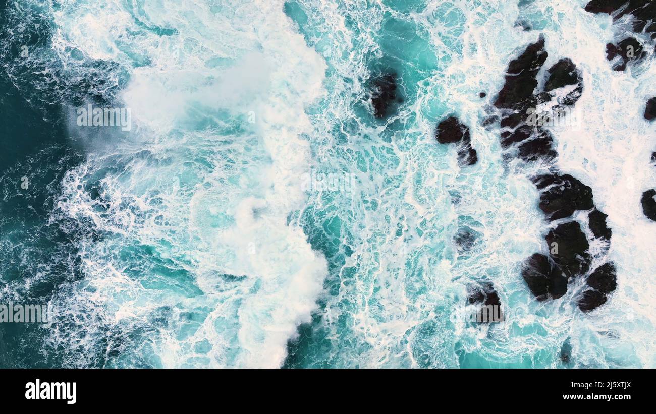 Top view of the Atlantic ocean. Drone video of the ocean surface Stock ...