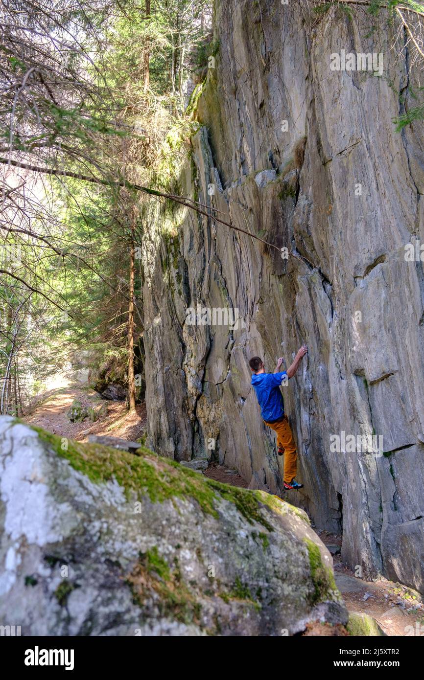 Bouldering in Val Calanca, Ticino, Switzerland Stock Photo - Alamy