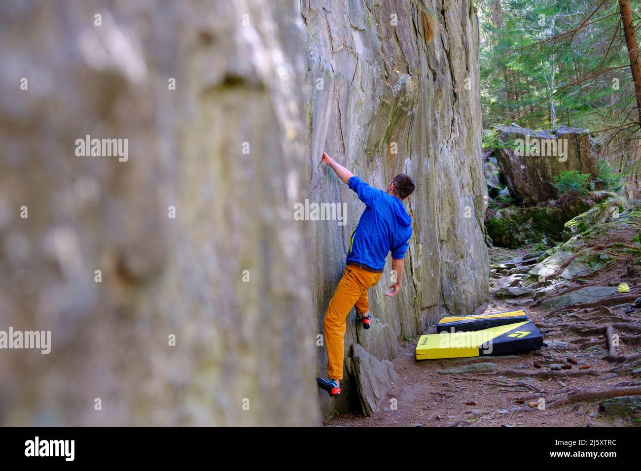 Bouldering in Val Calanca, Ticino, Switzerland Stock Photo - Alamy