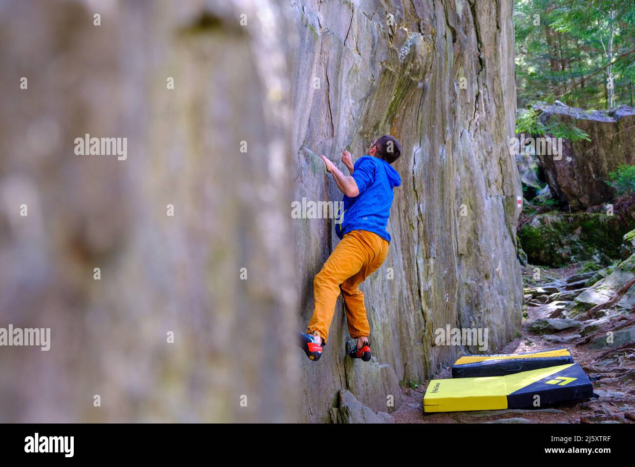 Bouldering in Val Calanca, Ticino, Switzerland Stock Photo - Alamy