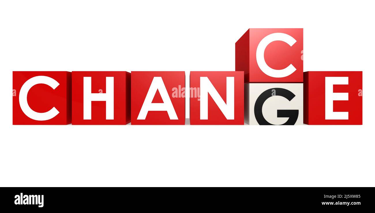 Change transform into chance word, 3d rendering Stock Photo - Alamy
