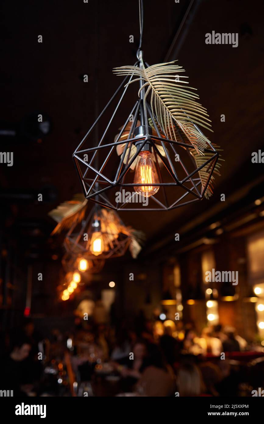 Modern fashion lamp Edison interior loft room. Lantern with filament ...