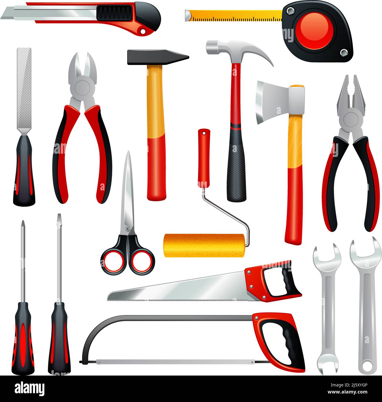 Icons set of different simple tools for housework and non professional ...