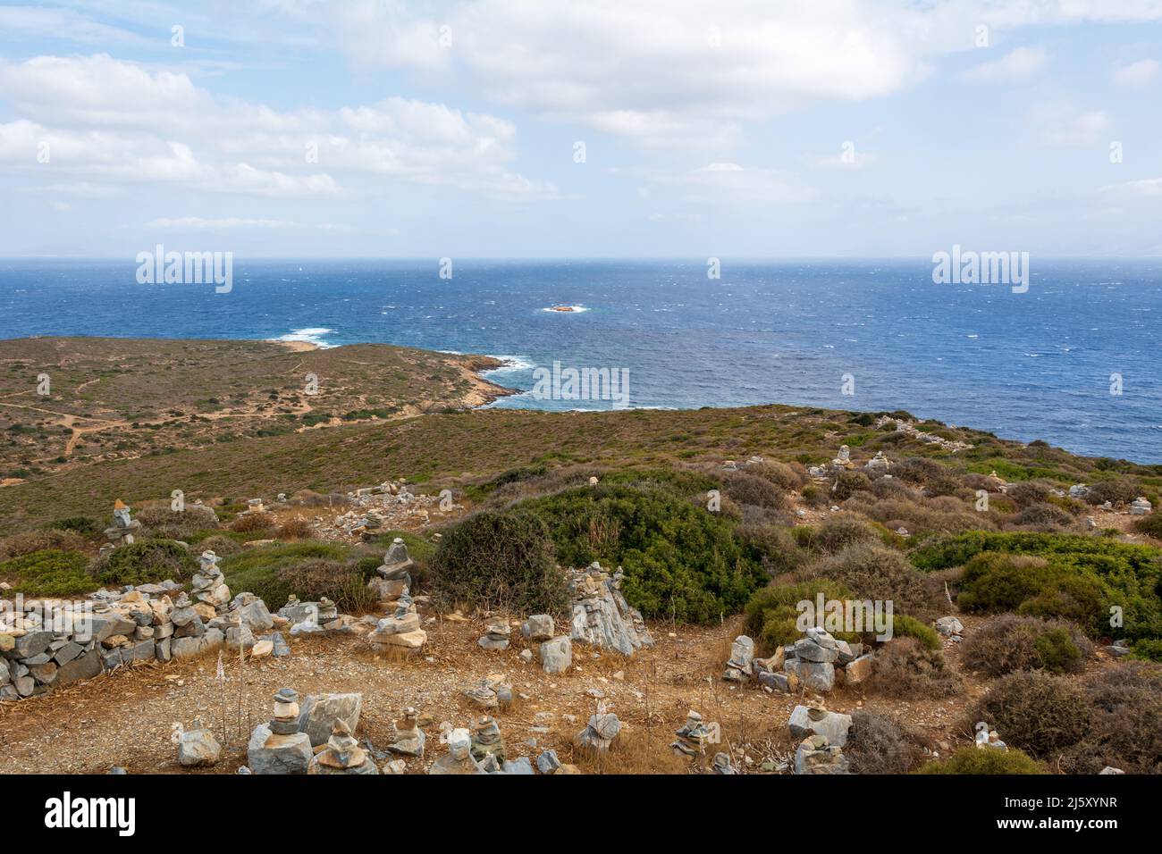 Northern coast of Ios Island, near the gulf of Plakotos. Cyclades ...