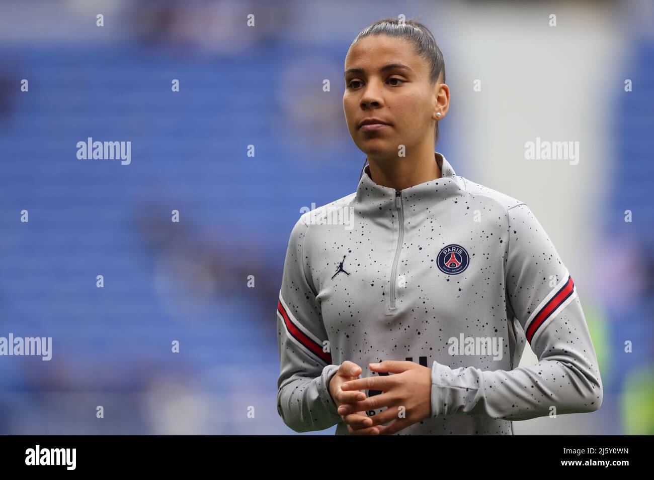 Lyon, France, 24th April 2022. Lea Khelifi of PSG reacts during the ...