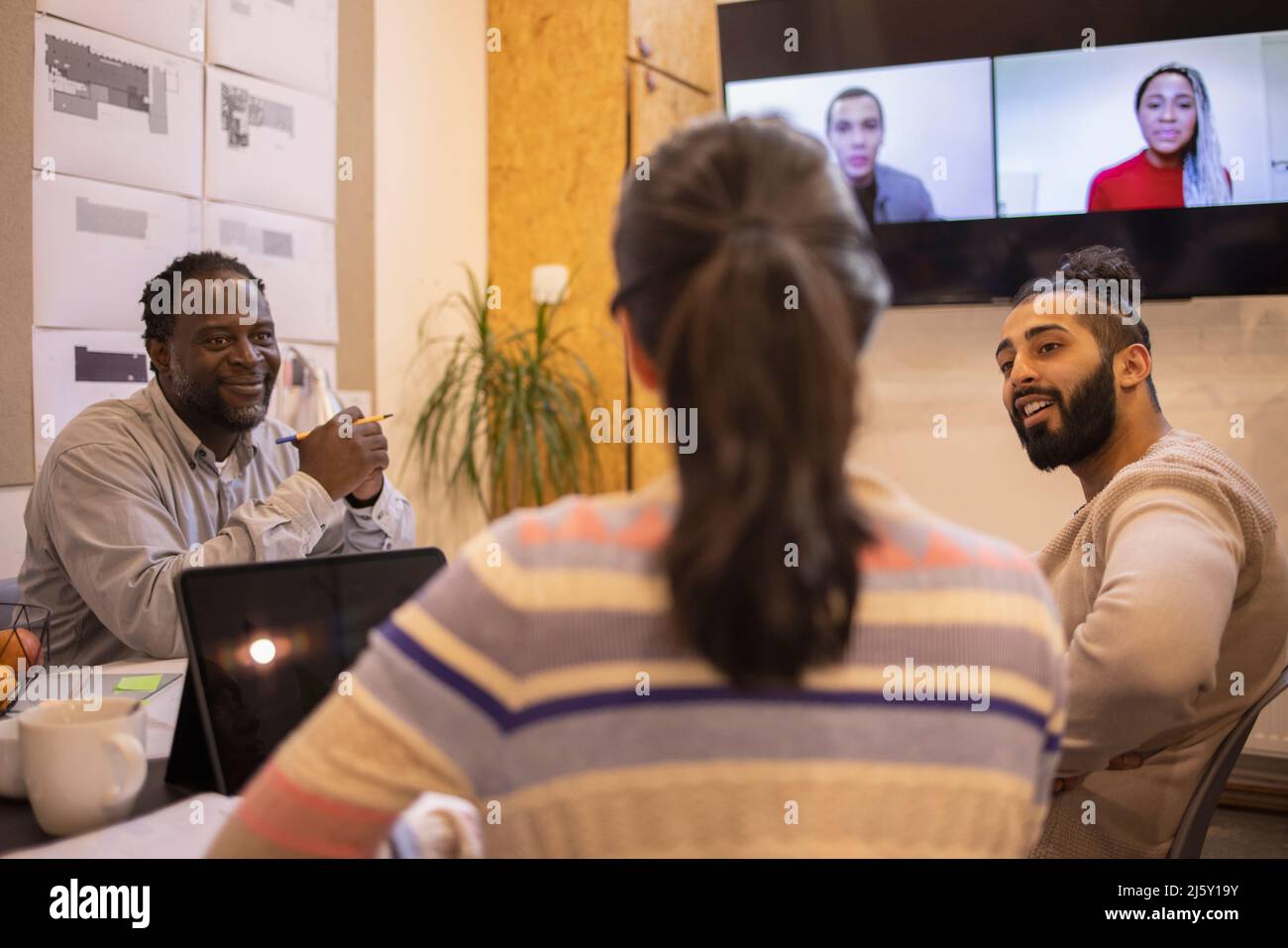 Black business video conference screen hi-res stock photography and ...