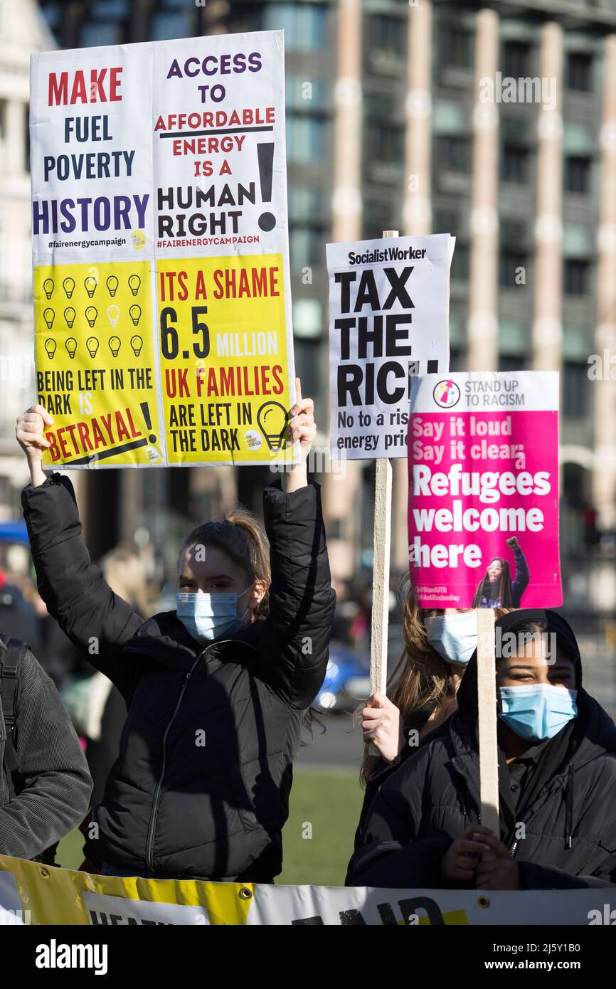 Participants gather during a Cost of Living Crisis demonstration in ...