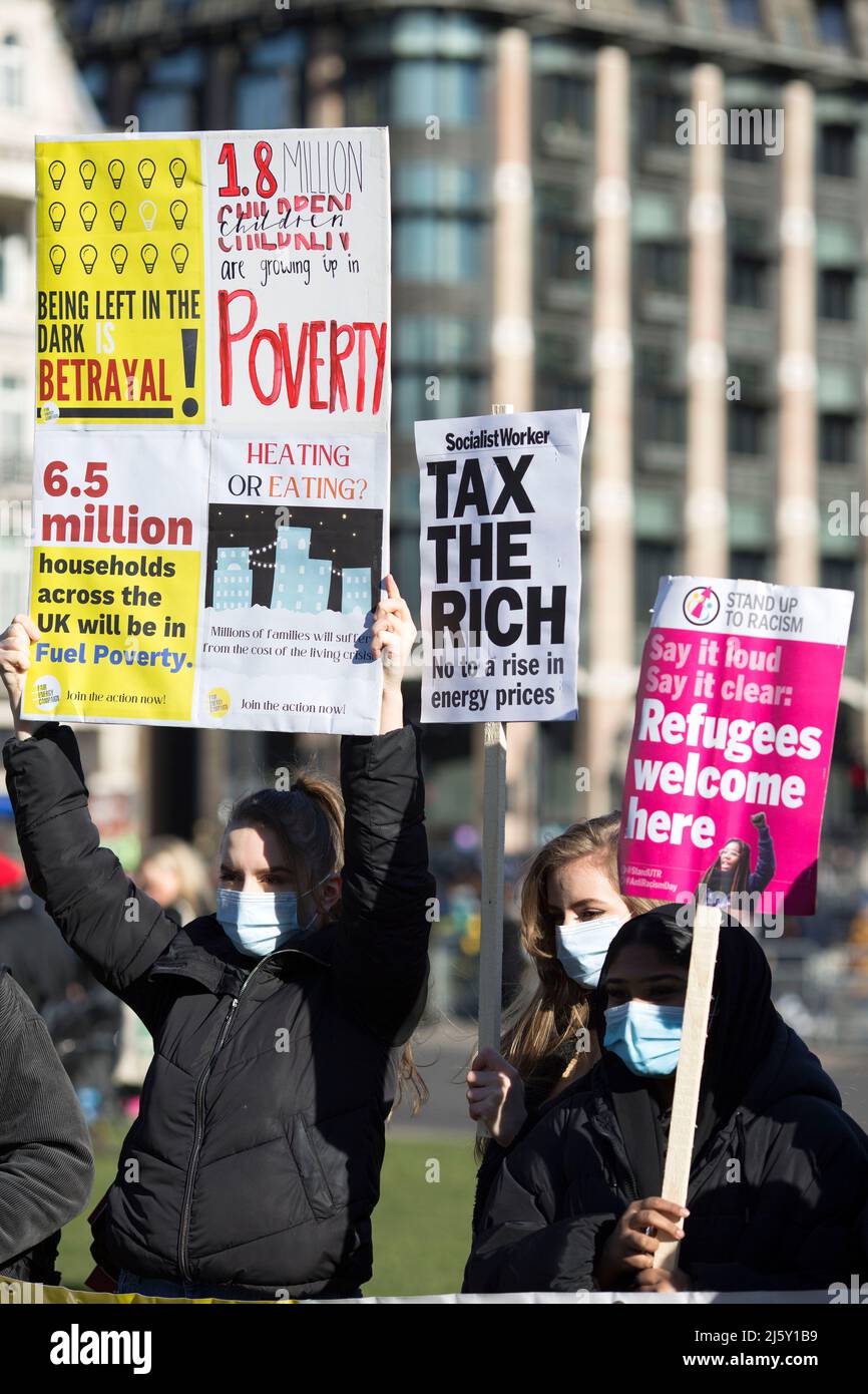 Participants gather during a Cost of Living Crisis demonstration in ...
