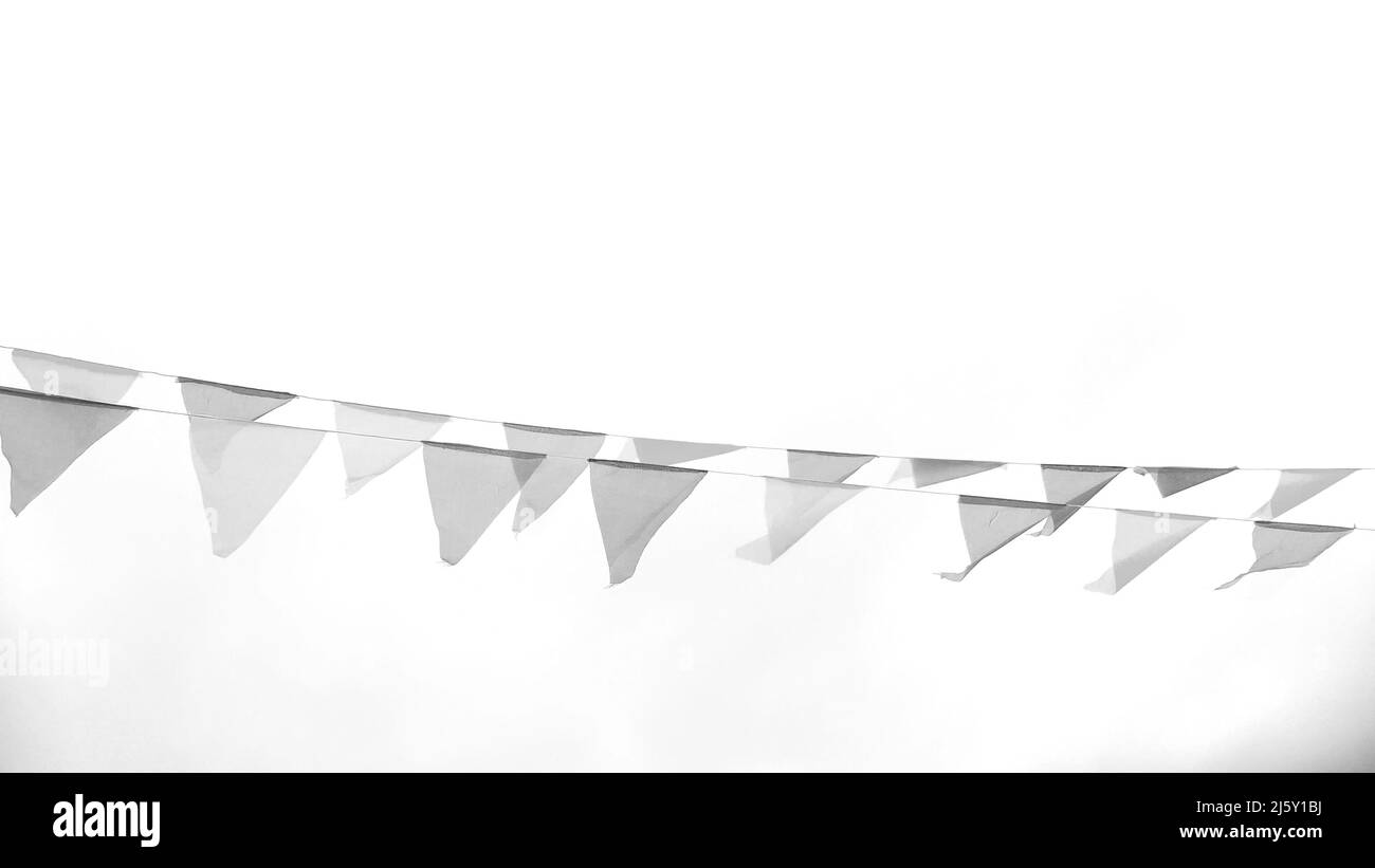 Triangle flags on a string Black and White Stock Photos & Images - Alamy